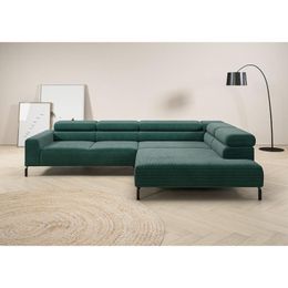 Home Affaire Ecksofa &raquo;Antonelli, L-Form, incl. Kopfteilverstellung, Breite 312 cm&laquo; mit elektrischer Sitztiefenverstellung, in Cord, gr&uuml;n gr&uuml;n 95% 