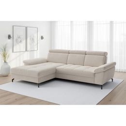 Sit & More sit&more Ecksofa &raquo;Vanity, L-Form, B: 264 cm,&laquo; Inkl.Sitz-,Kopf-und Armteilverstellung beige 100% Polyester B/H/T: 264cm x 84cm x 181cm, Chenille, 