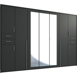 wimex Dreht&uuml;renschrank &raquo;Vegas&laquo; inklusive Passepartout-Rahmen, mit Spiegelt&uuml;ren und Schubladen grau Holzwerkstoff B/H/T: 316cm x 210cm x 58cm, Schubladen: 4 