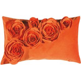 Pad Dekokissen &raquo;Floral&laquo; 3D orange Polyester B/L: 30cm x 50cm, 1 Stk.