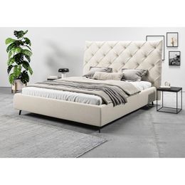 Home Affaire Polsterbett &raquo;Maxime, in 4 Breiten bis 200cm, auch in Leder&laquo; Kopfteilh&ouml;he 143 cm, belastbar bis 280 kg, auch in &Uuml;berl&auml;nge 220cm beige 96% 