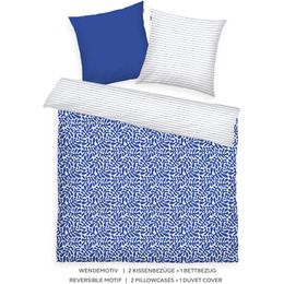 Tom Tailor HOME Bettw&auml;sche &raquo;ORGANIC LEAVES in Gr. 135x200cm, 155x220cm oder 200x220cm&laquo; 3 Stk. new bedroom, mit farbigem Markenrei&szlig;verschluss blau 