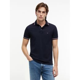 Tommy Hilfiger Herren Poloshirt "TIPPED SLIM FIT POLO", blau, Gr. S, Jersey, Obermaterial: 96% Baumwolle, 4% Elasthan, Shirts, mit Kontrast-Details