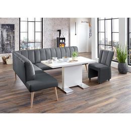exxpo - sofa fashion Eckbank &raquo;Costa, moderne R&uuml;ckensteppung, bequem und elegant, hoher Holzfu&szlig;&laquo; Frei im Raum stellbar grau Struktur: Webvelour, 100% 