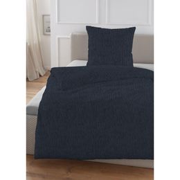 HECHTER PARIS Bettw&auml;sche &raquo;0481309&laquo; 2 Stk. gekreppte Optik + Struktur, weich, angenehmes Schlafklima, Sommer blau Musselin, Obermaterial: 100% 