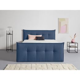 Home Affaire Boxbett &raquo;Kederleicht&laquo; inklusive Fu&szlig;teil, Bettkasten & Topper, in 4 Breiten und 2 H&auml;rtegraden blau Struktur, Liegefl&auml;che B/L: 160cm x 