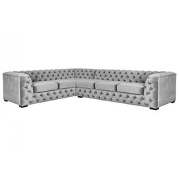 Home Affaire Chesterfield-Sofa &raquo;KALINA L-Form&laquo; hochwertig Chesterfield-Ausf&uuml;hrung grau 100% Polyester B/H/T: 307cm x 67cm x 227cm, Samtvelours, 