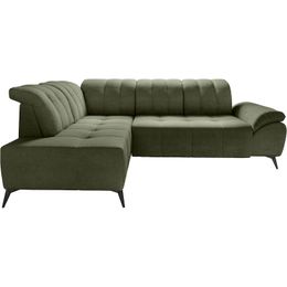 Home Affaire Ecksofa &raquo;Lazio modern und bequem, schmale Armlehnen, tolle Detailverarbeitung&laquo; gr&uuml;n 100% Polyester B/H/T: 272cm, Microfaser, Ottomane 