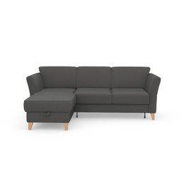 Sit & More sit&more Ecksofa &raquo;Visby L-Form&laquo; Wahlweise mit Schlaffunktion und Bettkasten, frei im Raum stellbar grau B/H/T: 248cm x 87cm x 162cm, Luxus-Microfaser 