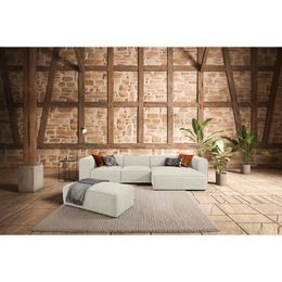 W.Schillig Ecksofa &raquo;around-the-block Mega Sofa, viel Platz und hoher Sitzkomfort, L-Form&laquo; mit eleganter Biese, mit Federkern, Breite 341 cm wei&szlig; 