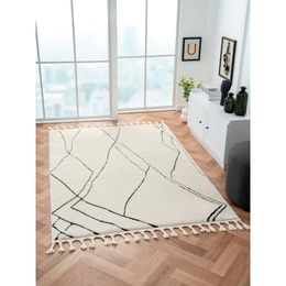 MyFlair Hochflor-Teppich &raquo;Moroccan Drawline, LAGERR&Auml;UMUNG!&laquo; rechteckig 24 mm H&ouml;he modern, marokkanisches Design, flauschig weich durch Hochflor schwarz-wei&szlig; 