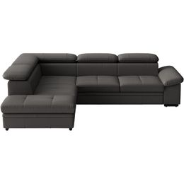 Sit & More sit&more Ecksofa &raquo;Viola, L-Form, Leder, B: 249 cm&laquo; optional mit Schlaffunktion grau B/H/T: 249cm x 73cm x 226cm, NaturLEDER Stoff, Ottomane links,mit 