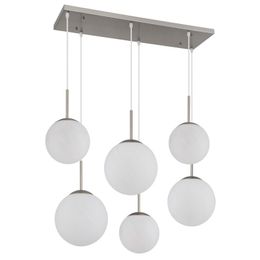 NOWA Pendelleuchte &raquo;KOP&laquo; E27 1 Stk. H&auml;ngeleuchte, H&auml;ngeleuchte, Glaskugeln opal, alabaster Optik silber 6, H: 120cm, 1 Stk.