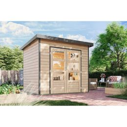 Karibu Gartenhaus &raquo;Plutino 2, in verschiedenen Farben&laquo; braun Massivholz ohne Fu&szlig;boden, Blechdach
