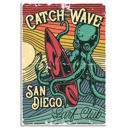 Artland Wandbild &raquo;Erleben Sie die Welle San Diego&laquo; 1 Stk. tlg. als Alubild, Leinwandbild, Poster, Wandaufkleber in verschied. Gr&ouml;&szlig;en bunt B/H/T: 90cm x 130cm,