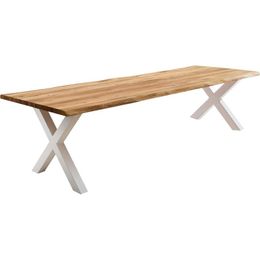Home Affaire Esstisch &raquo;Tristan&laquo; massive Balkeneiche ge&ouml;lt mit Baumkante braun B/H/T: 220cm x 77cm x 100cm