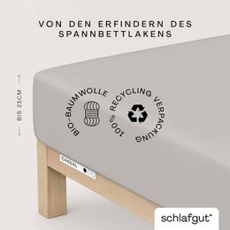 Schlafgut Spannbettlaken &raquo;CASUAL Bettlaken 100% gek&auml;mmte Bio-Baumwolle, 150 g/m&sup2;, Spannbetttuch&laquo; Bettlaken bis 25 cm H&ouml;he, langlebig, weich, Antipilling-