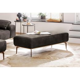 W.Schillig Polsterhocker &raquo;run&laquo; mit Holzsockel, F&uuml;&szlig;e in Bronze pulverbeschichtet, Breite 150 cm grau Stoff S37 (100% Polyester);ROHLEDER Chenille-
