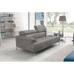 Egoitaliano 2,5-Sitzer &raquo;Soul, Design und Sitzkomfort auf hohem Niveau, tolle Details&laquo; inkl. Kopfteilverstellung f&uuml;r noch mehr Komfort, Designfu&szlig; grau Luxus-
