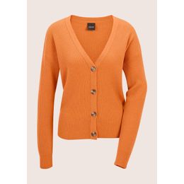 Madeleine Mode MADELEINE Damen Strickjacke "Strickjacke Kaschmir Cardigan mit V-Ausschnitt", orange, Modern, Gr. 40, Obermaterial: 90% Schurwolle WV. 10% Kaschmir