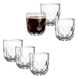 Leonardo Gl&auml;ser-Set &raquo;Kaffee-Glas GOCCE, 220 ml, 6er-Set&laquo; 1. Variante, mit Tropfenrelief transparent Glas &Oslash; 7,6cm x 8,2cm, 220ml, 6 Stk.