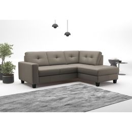 OTTO home Ecksofa &raquo;Varese&laquo; wahlweise mit Schlaffunktion und Bettkasten B/H/T: 226cm x 91cm x 170cm, NaturLEDER Stoff, Ottomane rechts,mit Bettfunktion
