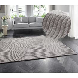 ELLE DECORATION Designteppich &raquo;Panglao&laquo; rechteckig 14 mm H&ouml;he Boho Design, Kurzflor, 3D Optik, Skandinavisch, Wohnzimmer grau Polyester, Polypropylen 