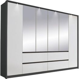 Rauch Dreht&uuml;renschrank &raquo;Mainz mit Spiegel und Passepartout&laquo; optional mit Beleuchtung, Au&szlig;ent&uuml;ren mit Push-to-Open Funktion grau Holzwerkstoff B/H/T: 