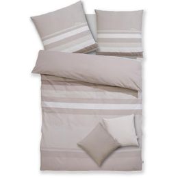 s.Oliver Bettw&auml;sche &raquo;Fenja in Gr. 135x200 oder 155x220 cm&laquo; 2 Stk. gestreifte Bettw&auml;sche, mit GRATIS-Zugabe: 2x Kissenh&uuml;llen beige Renforc&eacute;, 