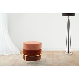 Kayoom Sitzhocker &raquo;Hocker Matilda 225, Komfortable runde Form, Gem&uuml;tlicher Design-Hocker&laquo; 1 Stk. tlg. samtweich, elegant, gepolstert, gro&szlig;e Sitzfl&auml;che orange