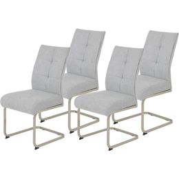 Hela Freischwinger &raquo;Ines&laquo; (Set) 4 Stk.bequeme Sitzbreite und Federkern Polsterung grau Metall, Stoff B/H/T: 50cm x 66cm, 4 Stk., 4er