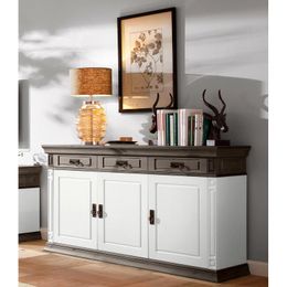 OTTO home Sideboard &raquo;Vinales&laquo; B/T/H: 155/39/83 cm, Kommode, Breite 158 cm wei&szlig; Massivholz B/H/T: 158cm x 83cm x 39cm, Fachma&szlig;e schmal (B/T/H): 46/32/