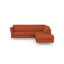 Sit & More sit&more Ecksofa &raquo;Visby L-Form&laquo; Wahlweise mit Schlaffunktion und Stauraum, frei im Raum stellbar orange B/H/T: 248cm x 87cm x 213cm, Luxus-Microfaser 