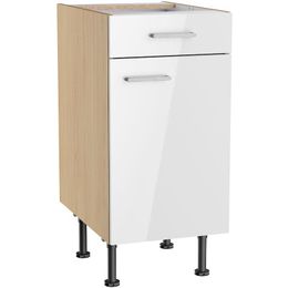 KOCHSTATION Unterschrank &raquo;KS-Lucy&laquo; Breite 40 cm, h&ouml;henverstellbare F&uuml;&szlig;e, Soft-Close wei&szlig; Eiche hell, B/H/T: 40cm x 87cm x 58,1cm, Schubladen: 1 Stk. 