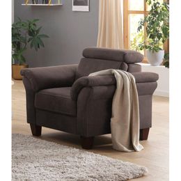 OTTO home Sessel &raquo;Arngast&laquo; Inclusive Kopfteilverstellung und Federkern braun Luxus-Microfaser (100% Polyester);Luxus-Microfaser Lederoptik (100% 