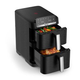 Tefal Hei&szlig;luftfritteuse &raquo;EY7528 Easy Fry Crispy Stack&laquo; platzsparendes Design, Doppelkammer-Hei&szlig;luftfritteuse, 6 L + 4 L schwarz Einheitsgr&ouml;&szlig;e 
