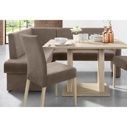 Home Affaire Eckbank &raquo;Umag&laquo; Sitz und R&uuml;cken gepolstert, verschiedene Qualit&auml;ten braun Holzwerkstoff, Massivholz, Polyester B/H/T: 190cm x 89cm x 140cm