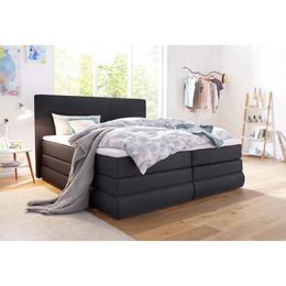 Collection AB Boxspringbett &raquo;Ninoni&laquo; inkl. Bettkasten, Topper und wahlweise mit LED-Beleuchtung grau Holzwerkstoff Struktur grob Holzwerkstoff ohne 