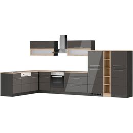 KOCHSTATION Winkelk&uuml;che &raquo;KS-Wien&laquo; Stellbreite 220 x 420 cm, wahlweise mit E-Ger&auml;ten grau B/H/T: 220cm x 200cm x 420cm, ohne E-Ger&auml;te