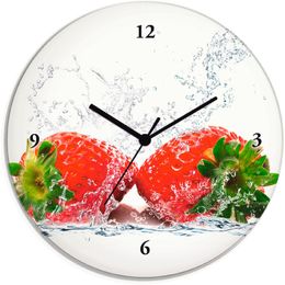 Artland Wanduhr &raquo;Erdbeeren mit Spritzwasser&laquo; wahlweise mit Quarz- oder Funkuhrwerk, lautlos ohne Tickger&auml;usche rot &Oslash; 30cm, Quarzuhr