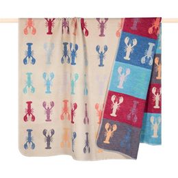 Pad Wohndecke &raquo;LOBSTER&laquo; Made in Europe, Wendefunktion, gestreift, Motiv Hummer, 150x200 cm bunt Mischgewebe B/L: 150cm x 200cm