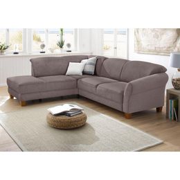 OTTO home Ecksofa &raquo;Gotland L-Form&laquo; wahlweise mit Sitztiefenverstellung + Bettkasten grau Struktur (100% Polypropylen);Luxus-Microfaser ALTARA NUBUCK (