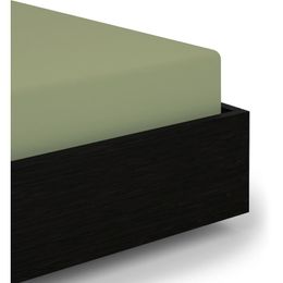 Spannbettlaken &raquo;Elementi&laquo; Laken aus 100% Baumwolle, hochwertiges Mako-Satin, Betttuch ab 90x200 gr&uuml;n Mako-Satin, Obermaterial: 100% Baumwolle B/L: 