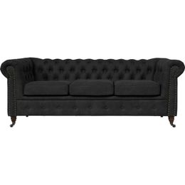 Home Affaire Chesterfield-Sofa &raquo;Aarburg&laquo; aufw&auml;ndige Knopfheftung und Ziern&auml;gel im Chesterfield-Design grau 100% Polyester B/H/T: 203cm x 77cm x 87cm, 