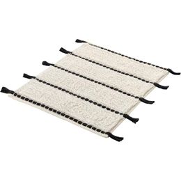 Kleine Wolke Badematte &raquo;Travis, Badvorleger, Badezimmer Teppich&laquo; H&ouml;he 14 mm rutschhemmend beschichtet fu&szlig;bodenheizungsgeeignet Badteppich, gestreift mit Quasten, 