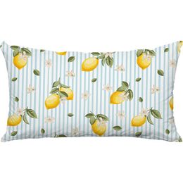 queence Dekokissen &raquo;Zitronen Hellblau&laquo; Premium Outdoor Kissenbezug; Format: 60x40 cm gelb Polyester B/L: 60cm x 40cm, 1 Stk.