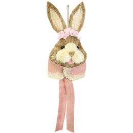 I.GE.A. Dekofigur &raquo;Tierfigur Bast-Hasenkopf Hase Osterhasen Deko Ostern Osterdeko&laquo; T&uuml;rdeko Wanddeko Osterfigur Fr&uuml;hlingsdeko Dekohase Skulptur 