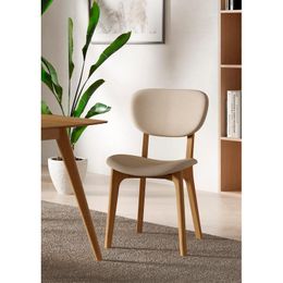 Home Affaire Stuhl &raquo;COZY Made in Italy&laquo; (Set) 2 Stk.Gestell in Buche, Kirsch- oder Nussbaum, Massivholz, Design Stuhl beige Polyester B/H/T: 50cm x 