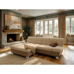 DOMO collection Ecksofa &raquo;100031 234x157 cm, kompakt, komfortabel & bequem, L-Form&laquo; whlw. mit Bettfunktion und Armteilverstellung braun 90% Polyester, 