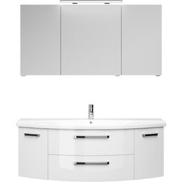 Badm&ouml;bel-Set &raquo;Serie 4010 2-teilig Keramik-Waschtisch mit LED-Spiegelschrank&laquo; Set wei&szlig; Holzwerkstoff B/H/T: 144cmcm x 200cmcm x 49,5cmcm